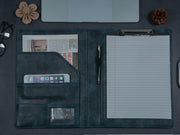 Custom Vintage Blue Leather Padfolio with Clipboard,Leather Business ...